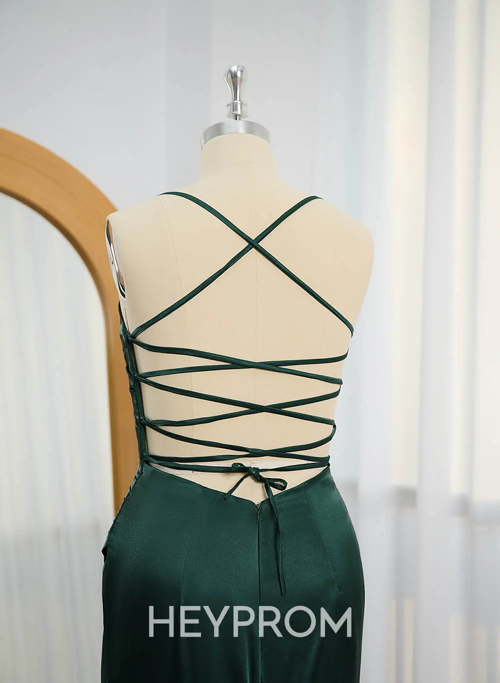 Classic Square Neckline High Split Court Train Silk Like Satin Prom ...